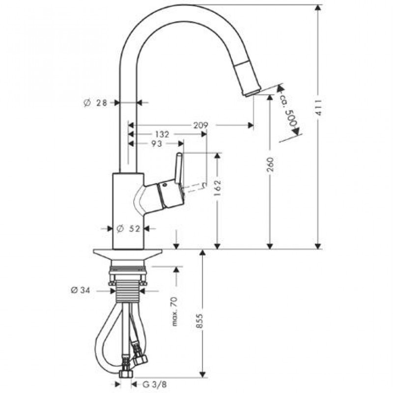 Hansgrohe TALIS S2 VARIARC Páková kuch. armatura s vytaž. výtokem ...