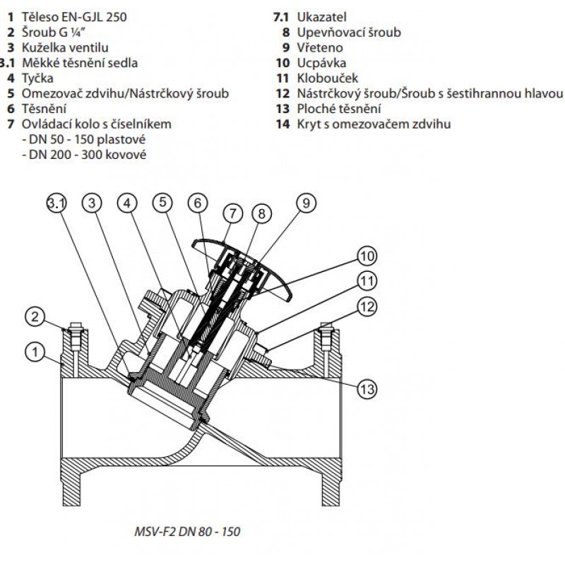 Danfoss MSV-F2 manuální seřizovací a měřicí ventil, DN 100, 003Z1073