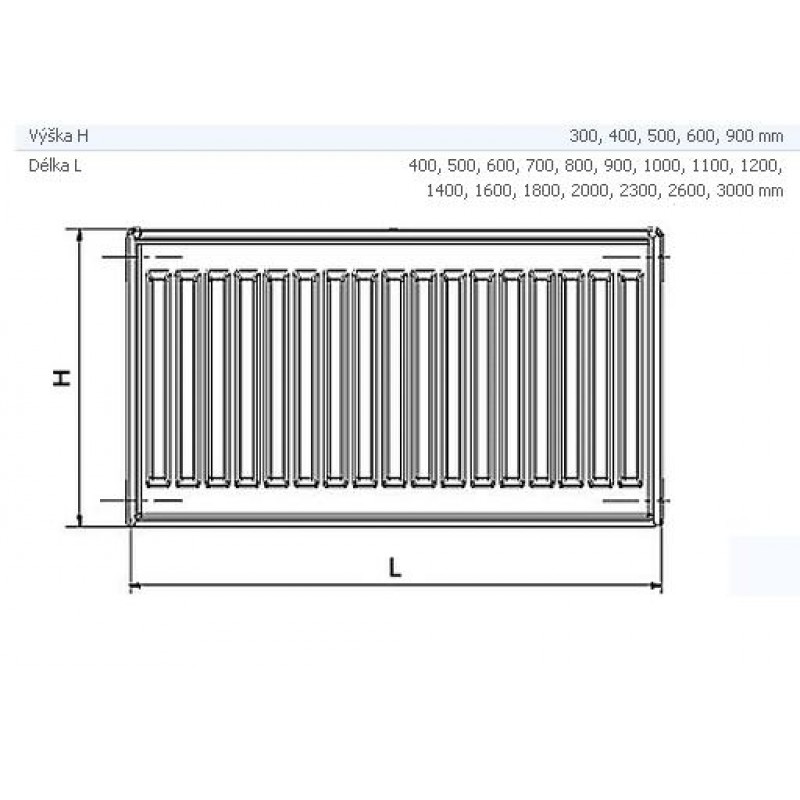 Korado RADIK deskový radiátor typ KLASIK 22 600 / 1400, 22060140-50-0010